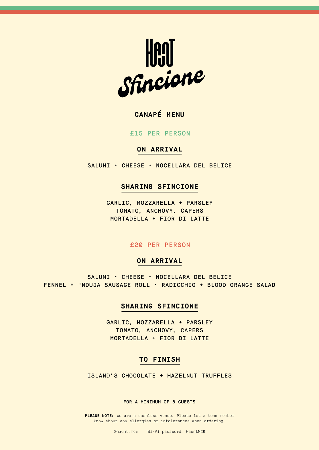 Menus – Haunt Manchester