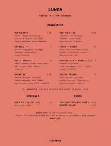 Menus – Haunt Manchester