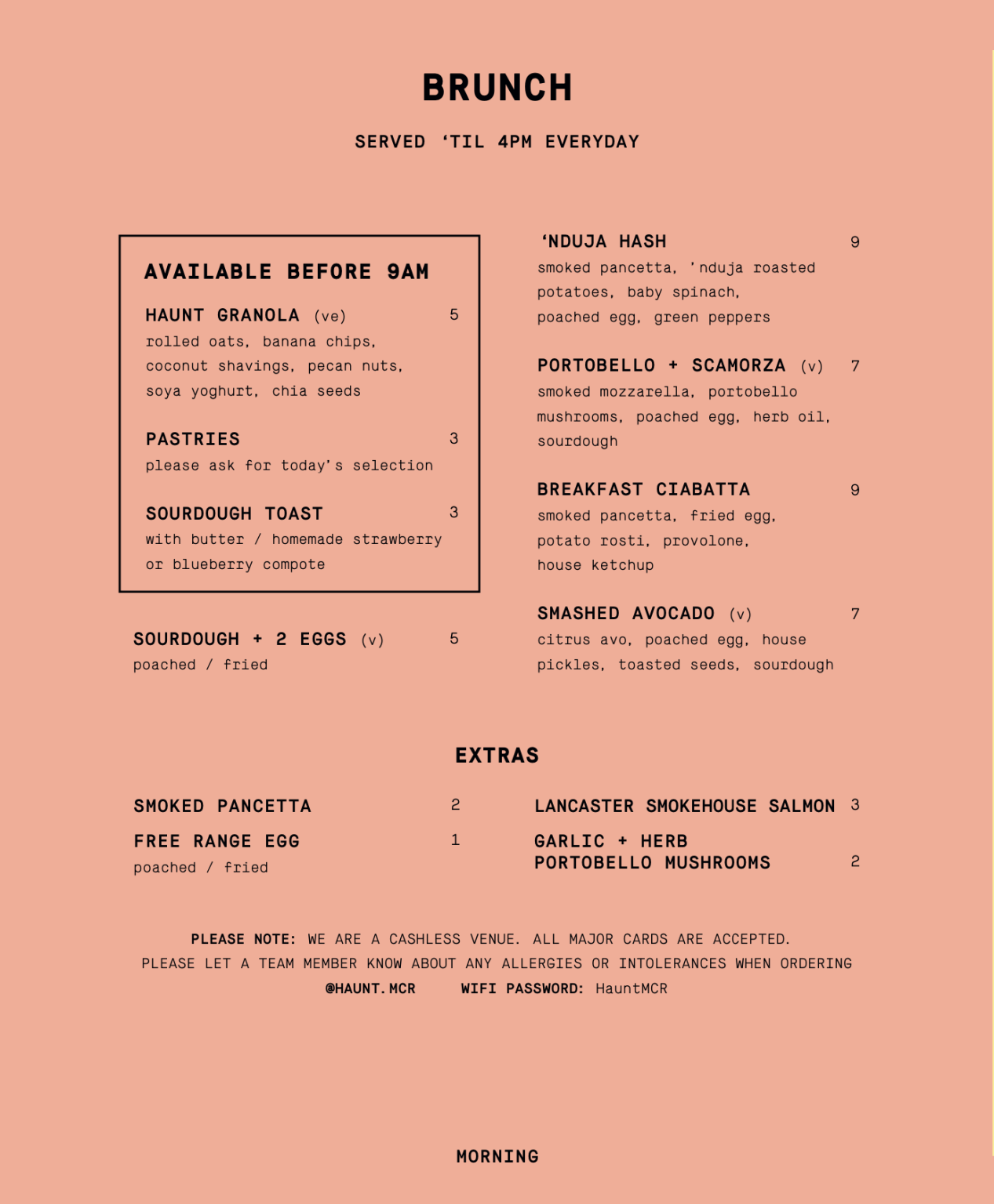Menus – Haunt Manchester